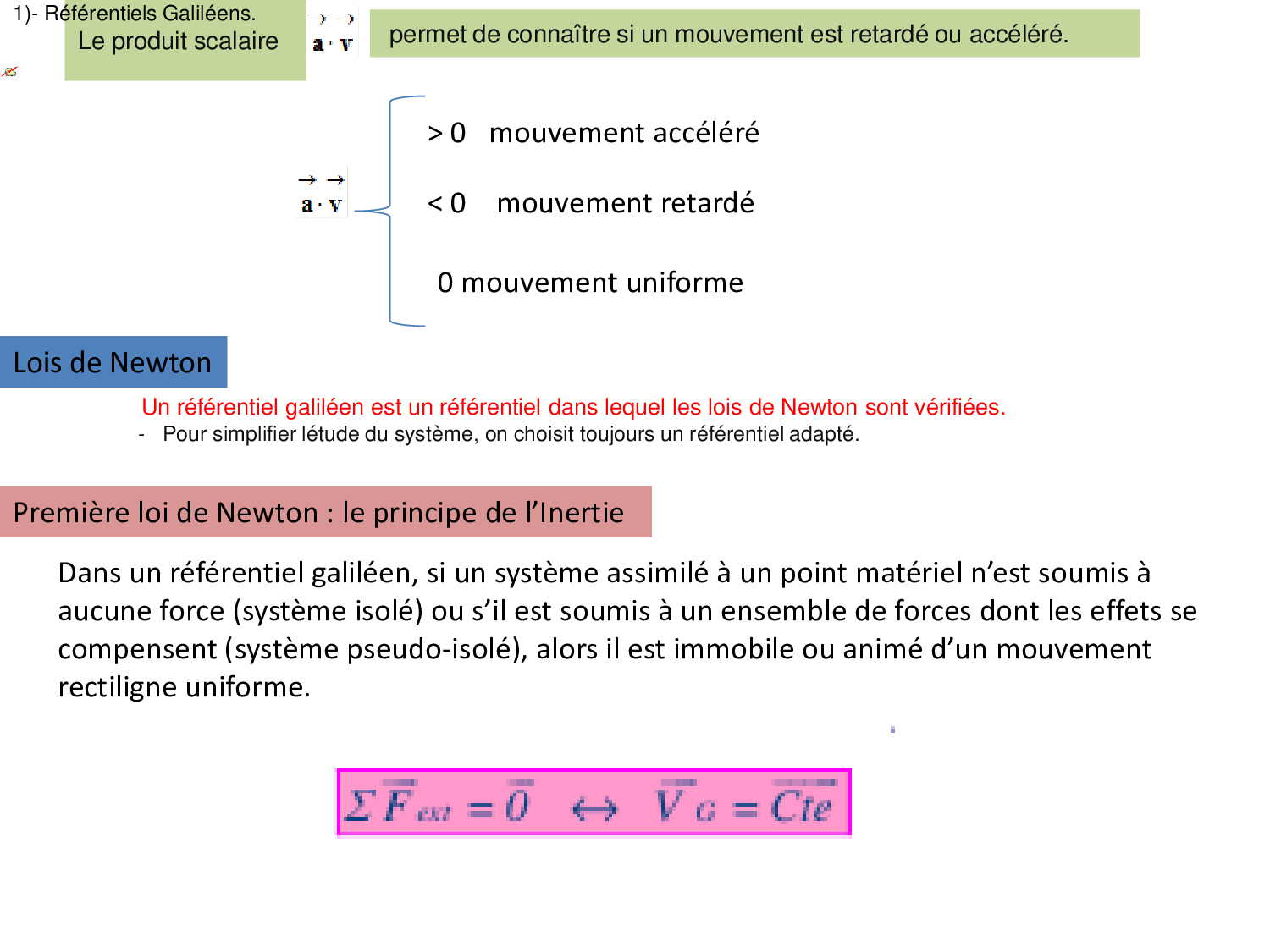 Lois de Newton - Cours 1 - AlloSchool