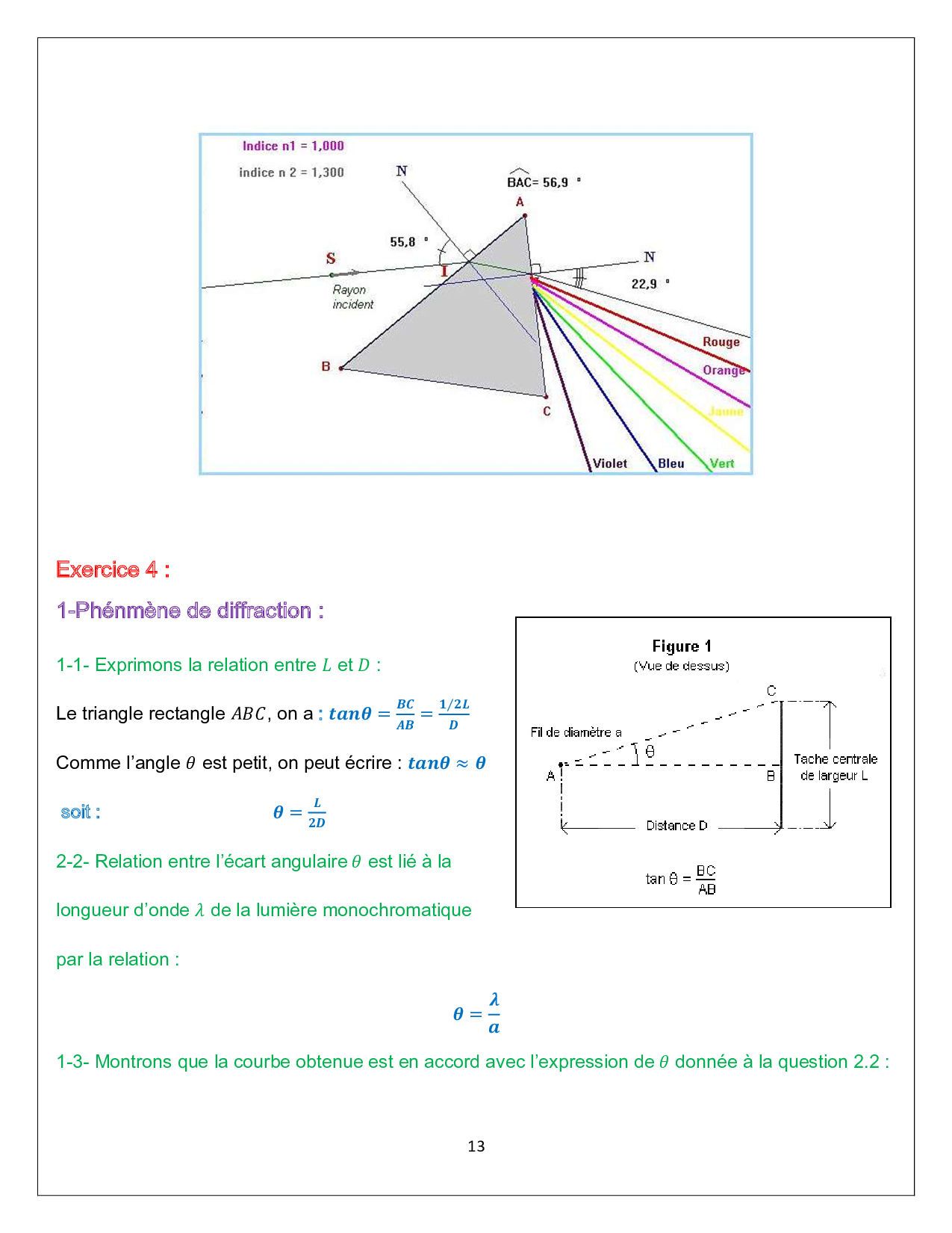 Propagation des ondes lumineuses - Corrigé série d'exercices 1 - AlloSchool
