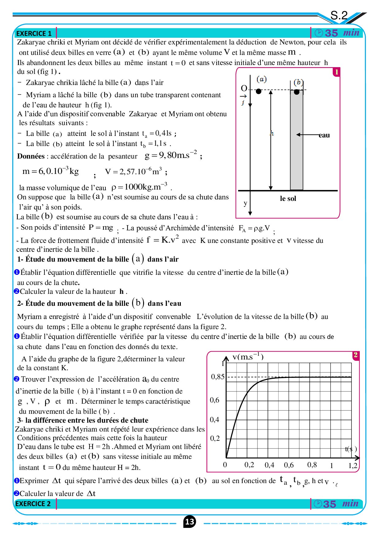 Chute libre verticale d’un solide - Exercices non corrigés 4 - AlloSchool
