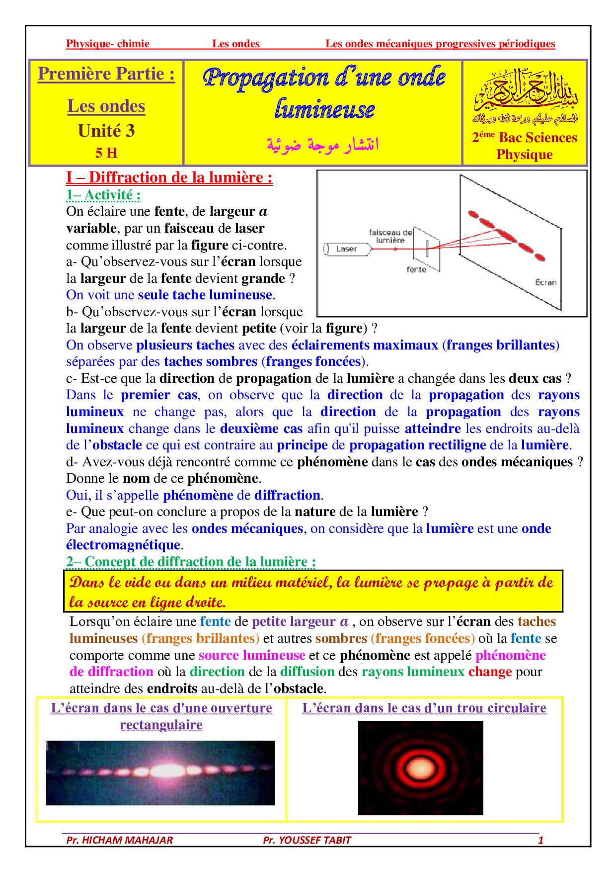 Propagation des ondes lumineuses - Cours 1 - AlloSchool