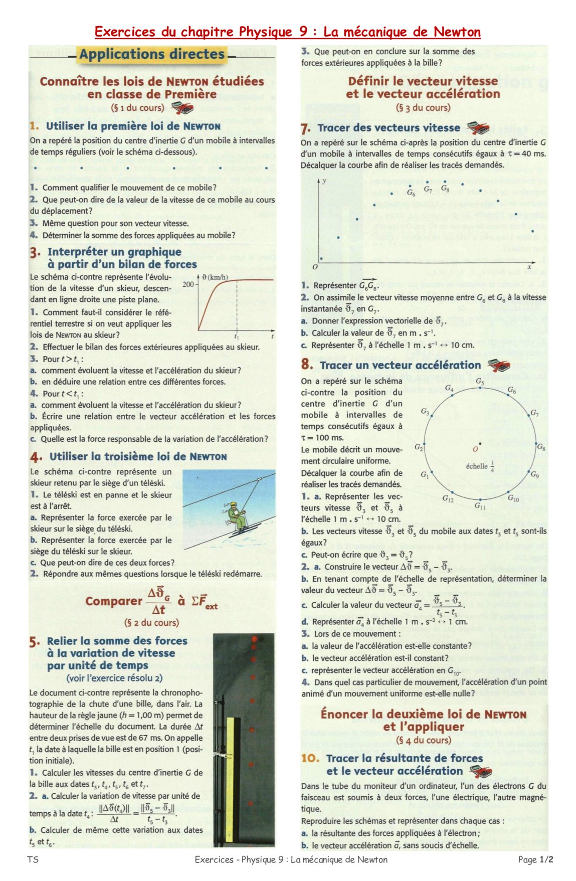 Lois de Newton - Exercices non corrigés 4 - AlloSchool