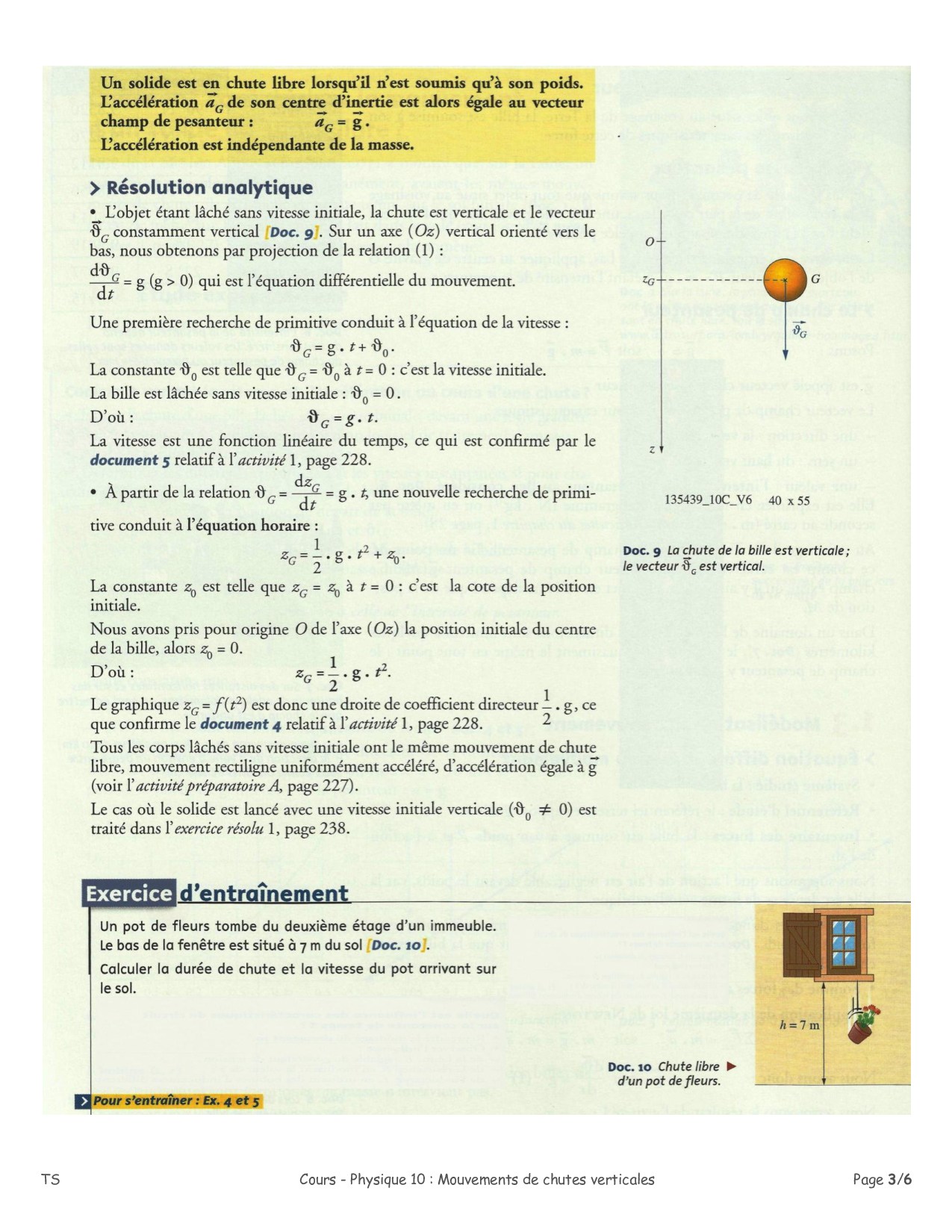 Chute libre verticale d’un solide - Cours 1 - AlloSchool