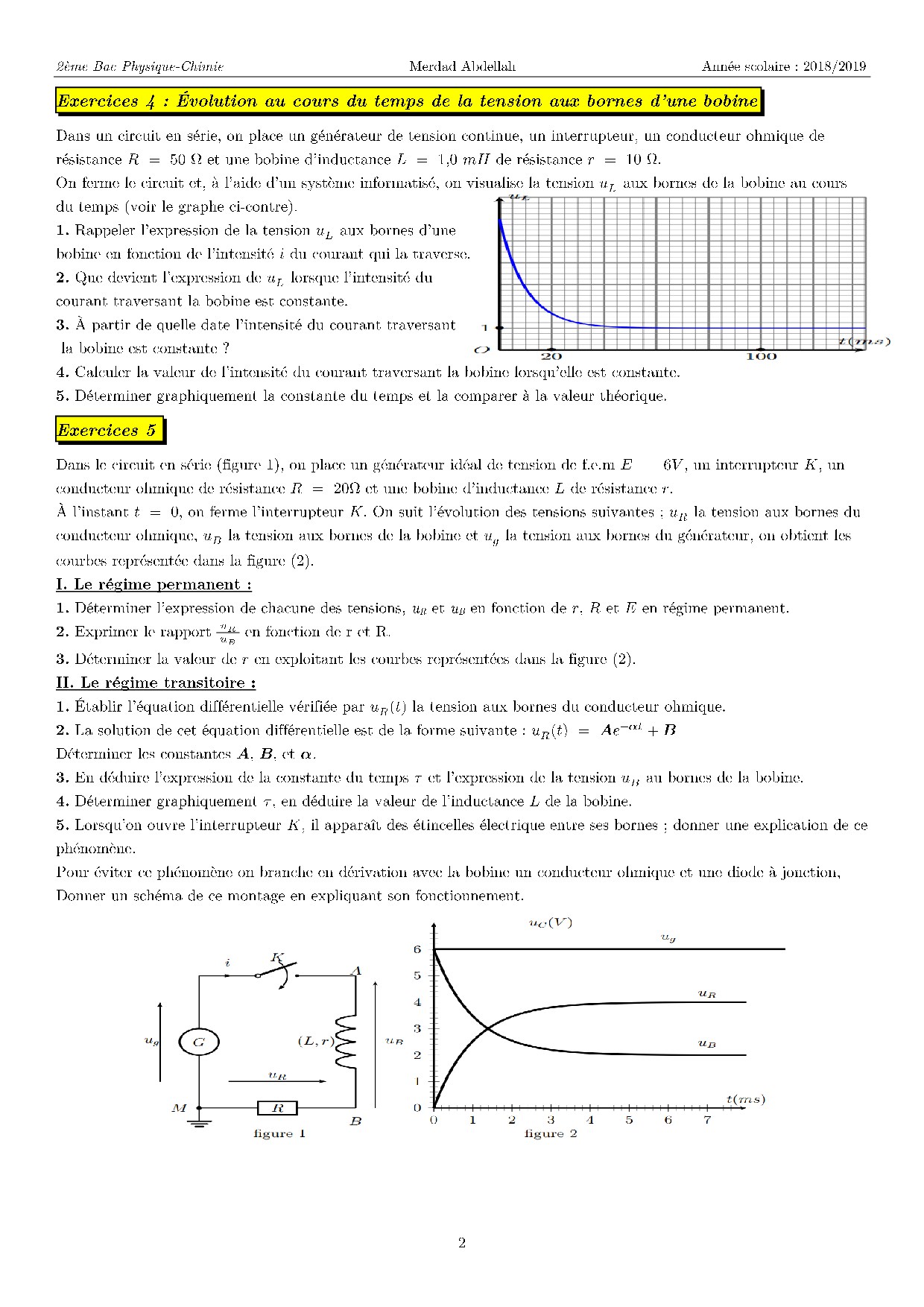 Dipôle RL - Exercices non corrigés 1 - AlloSchool