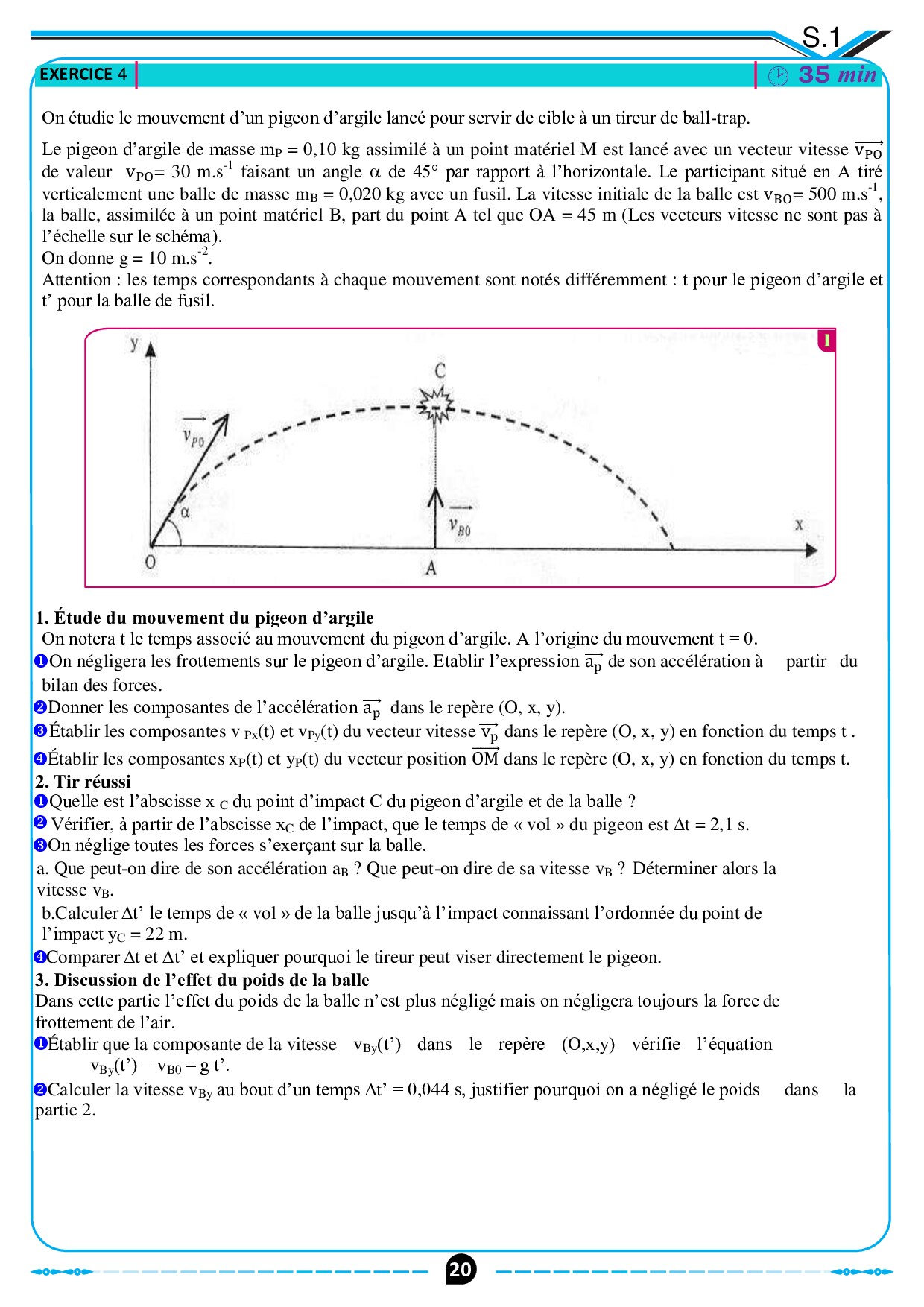 Mouvements plans - Exercices non corrigés 4 - AlloSchool