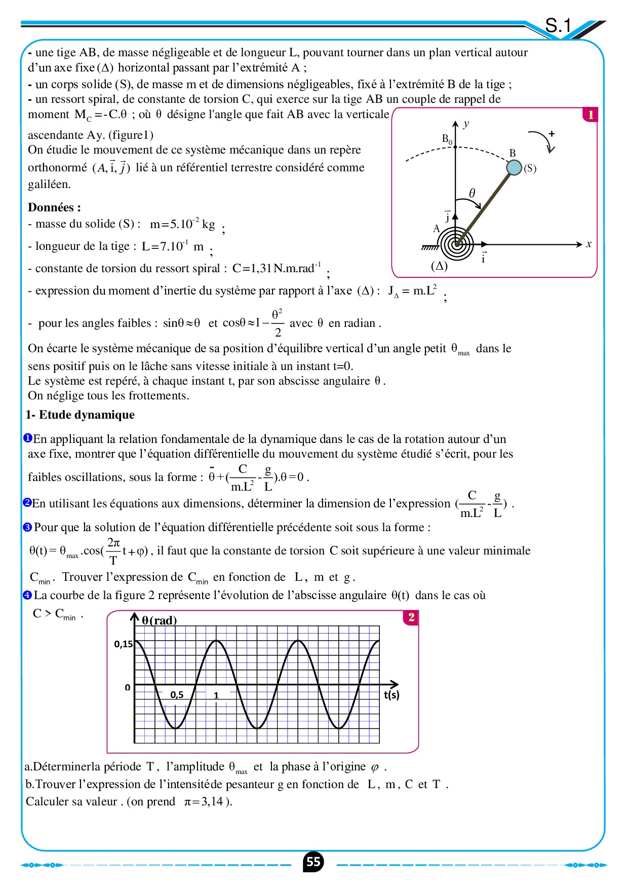 Pendule pesant - Exercices non corrigés 3 - AlloSchool