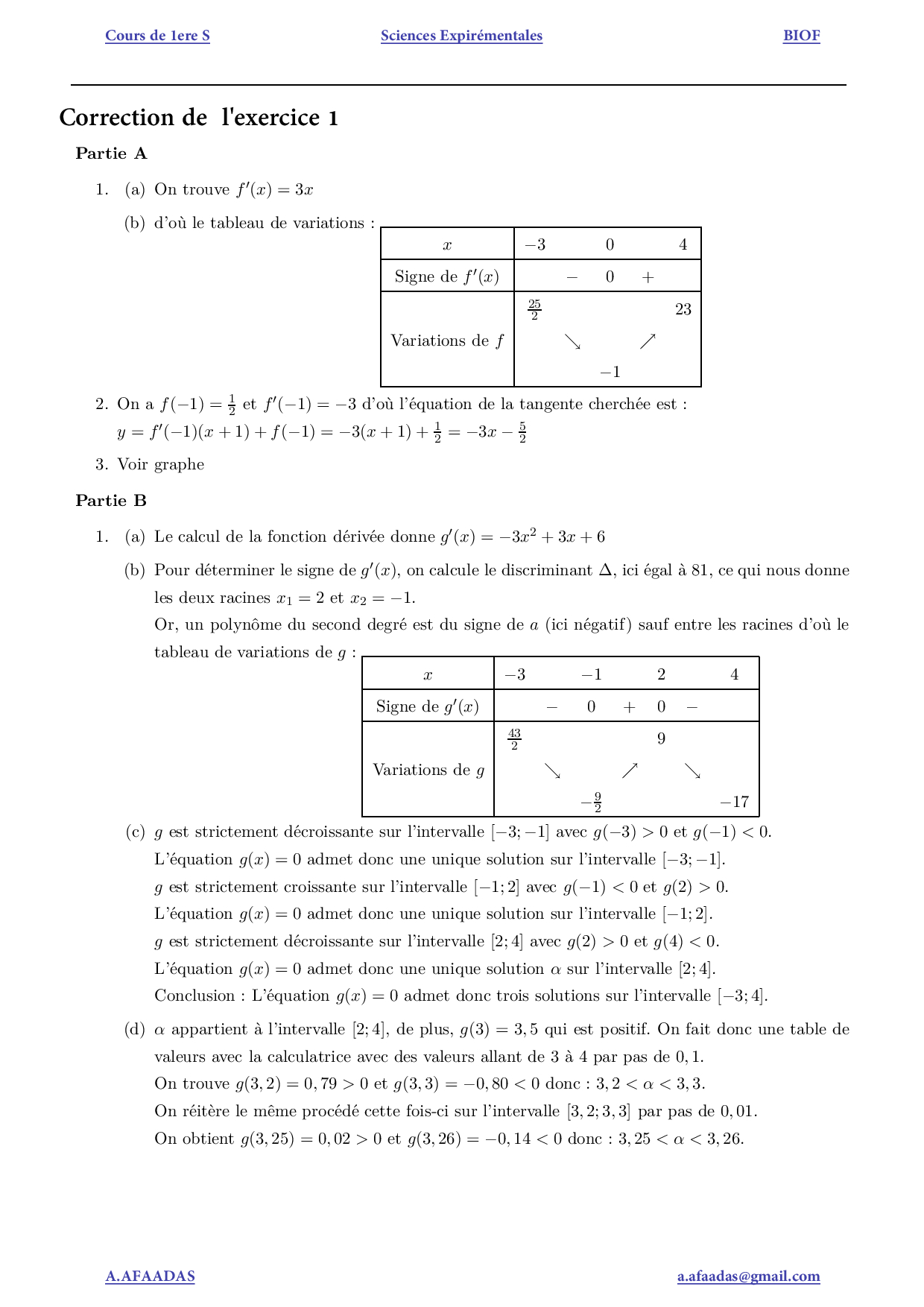Étude des fonctions numériques - Exercices corrigés (FR) - AlloSchool