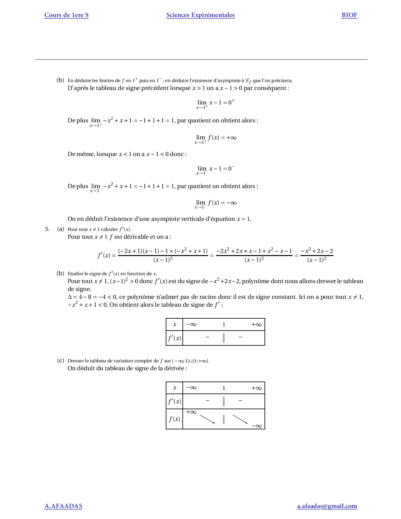 Étude des fonctions numériques - Exercices corrigés (FR) - AlloSchool