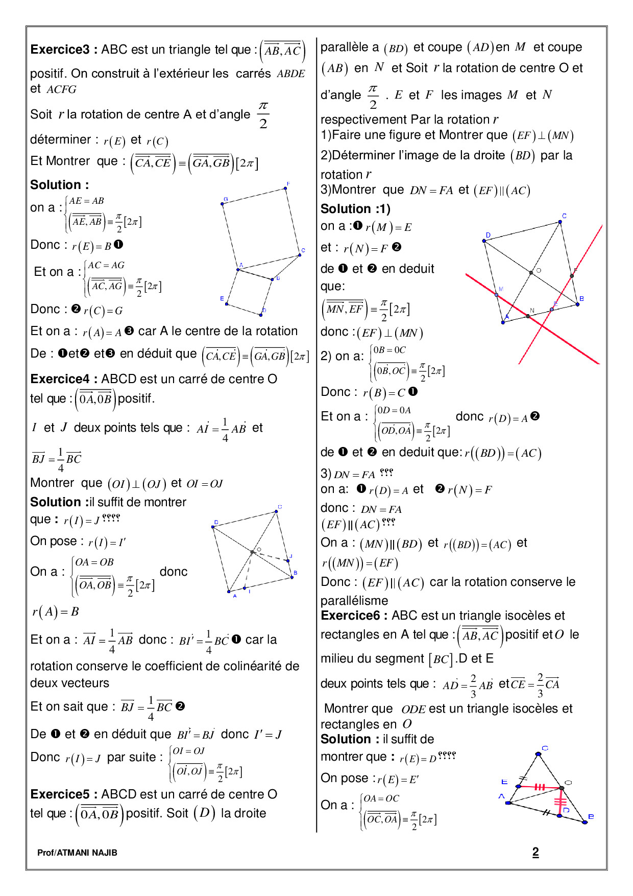 La rotation dans le plan - Cours et exercices corrigés - AlloSchool