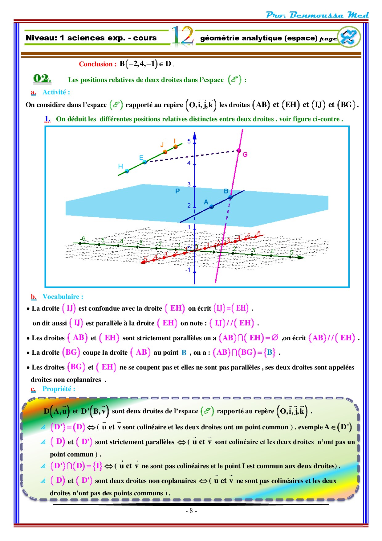 Géométrie analytique de l’espace - Cours 1 - AlloSchool
