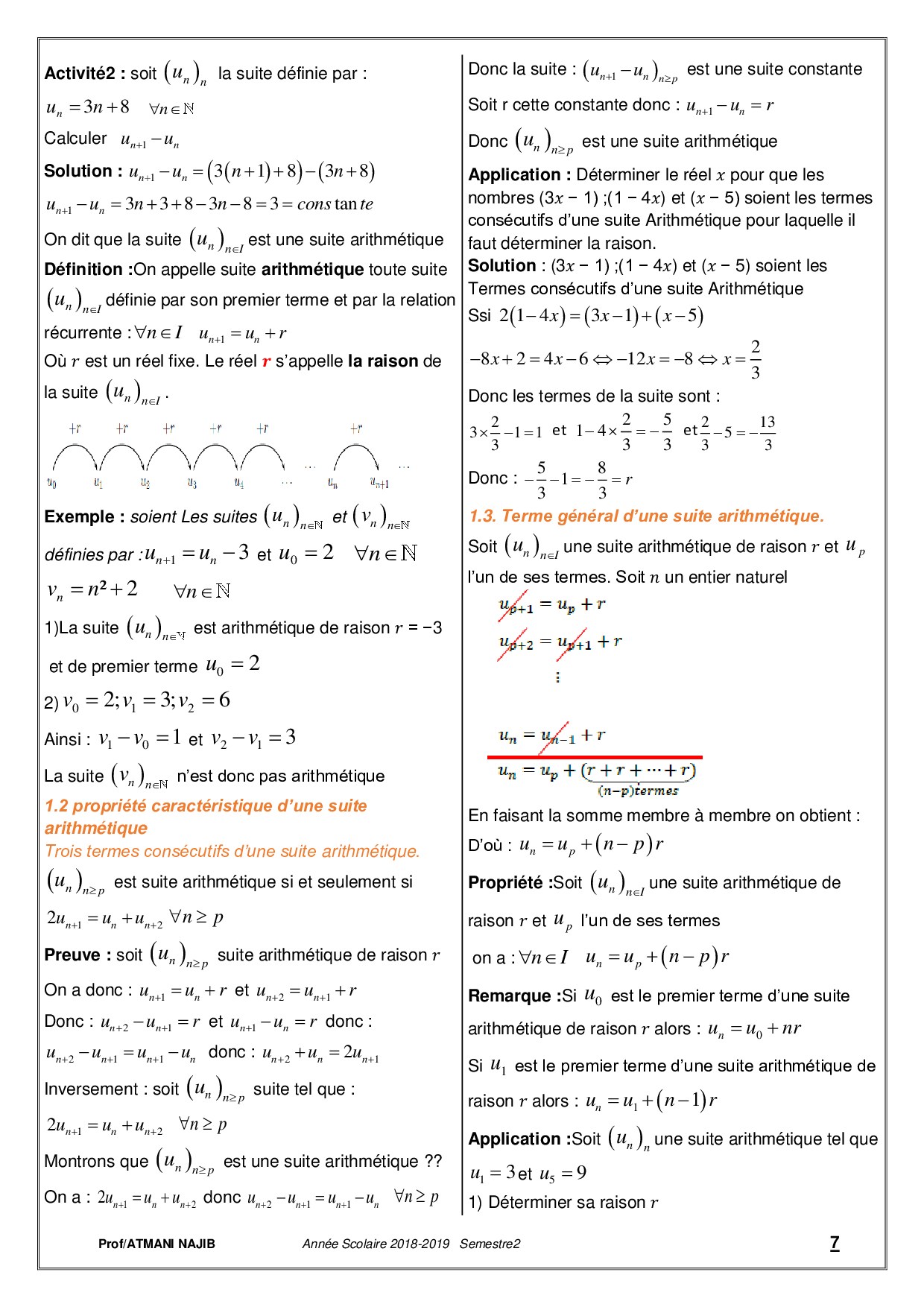 Les suites numériques - Cours et exercices corrigés - AlloSchool