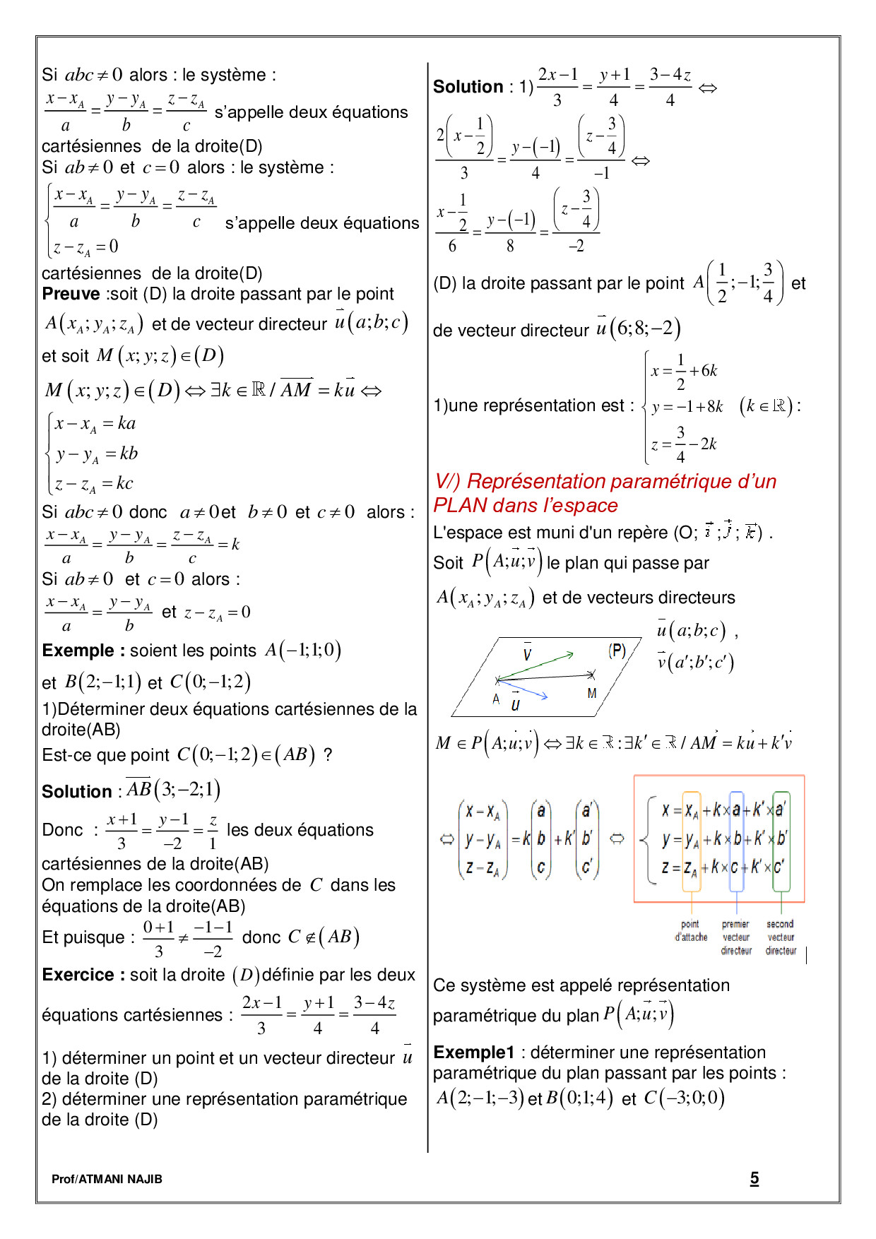Géométrie analytique de l’espace - Cours et exercices corrigés - AlloSchool
