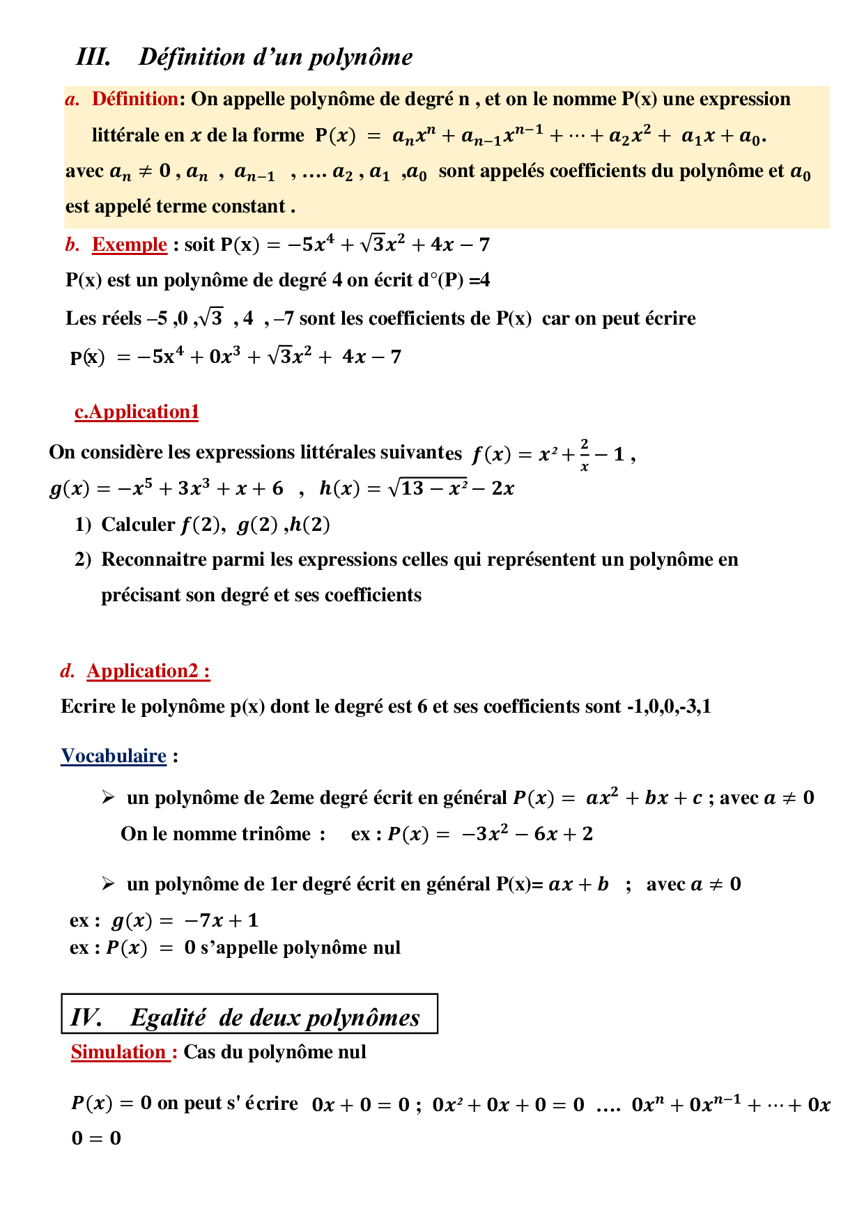 Les polynômes - Cours 2 - AlloSchool