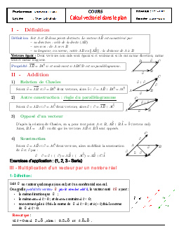 Calcul vectoriel dans le plan - Résumé de cours 2 - AlloSchool