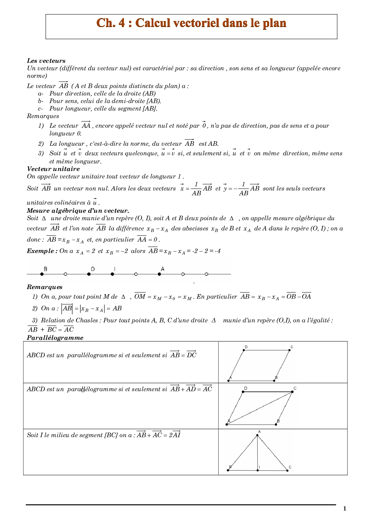 Calcul vectoriel dans le plan - Cours 2 - AlloSchool