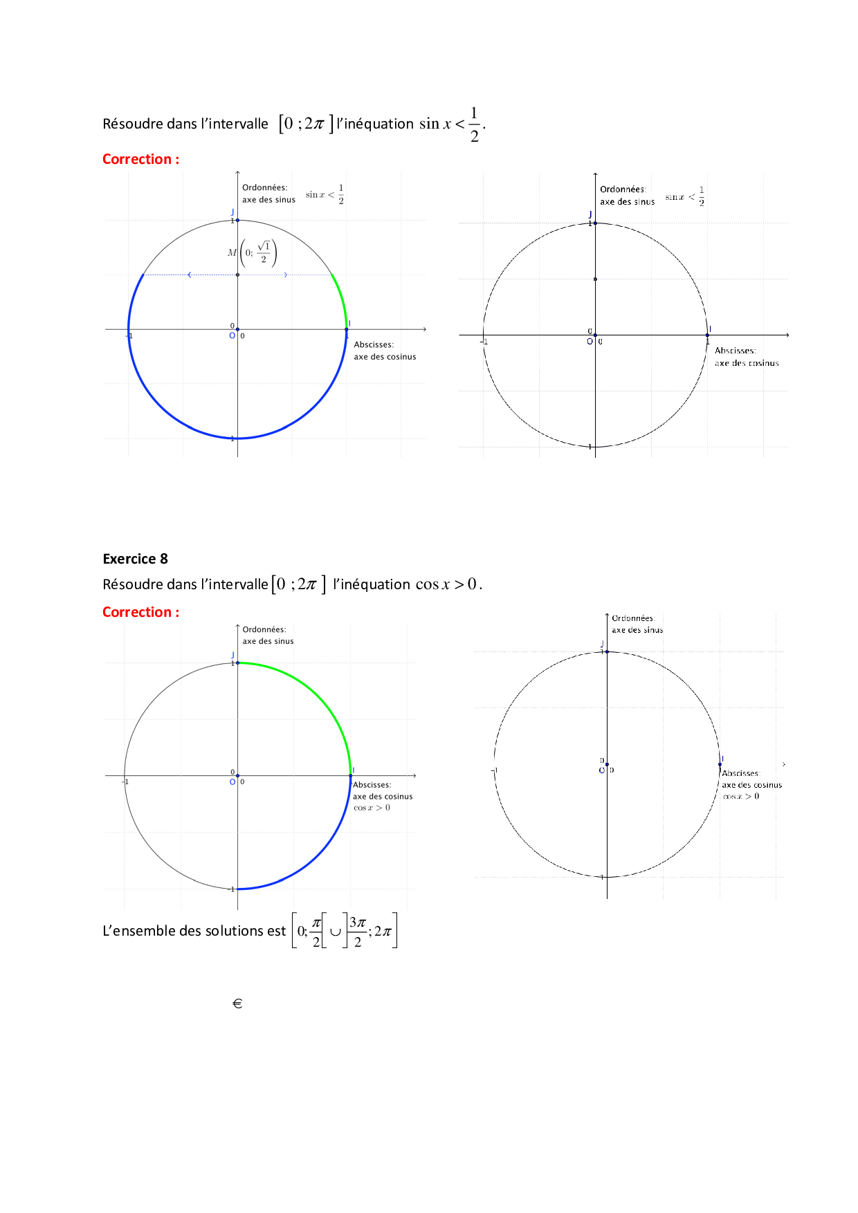 calcul trigonométrique exercices corrigés tronc commun