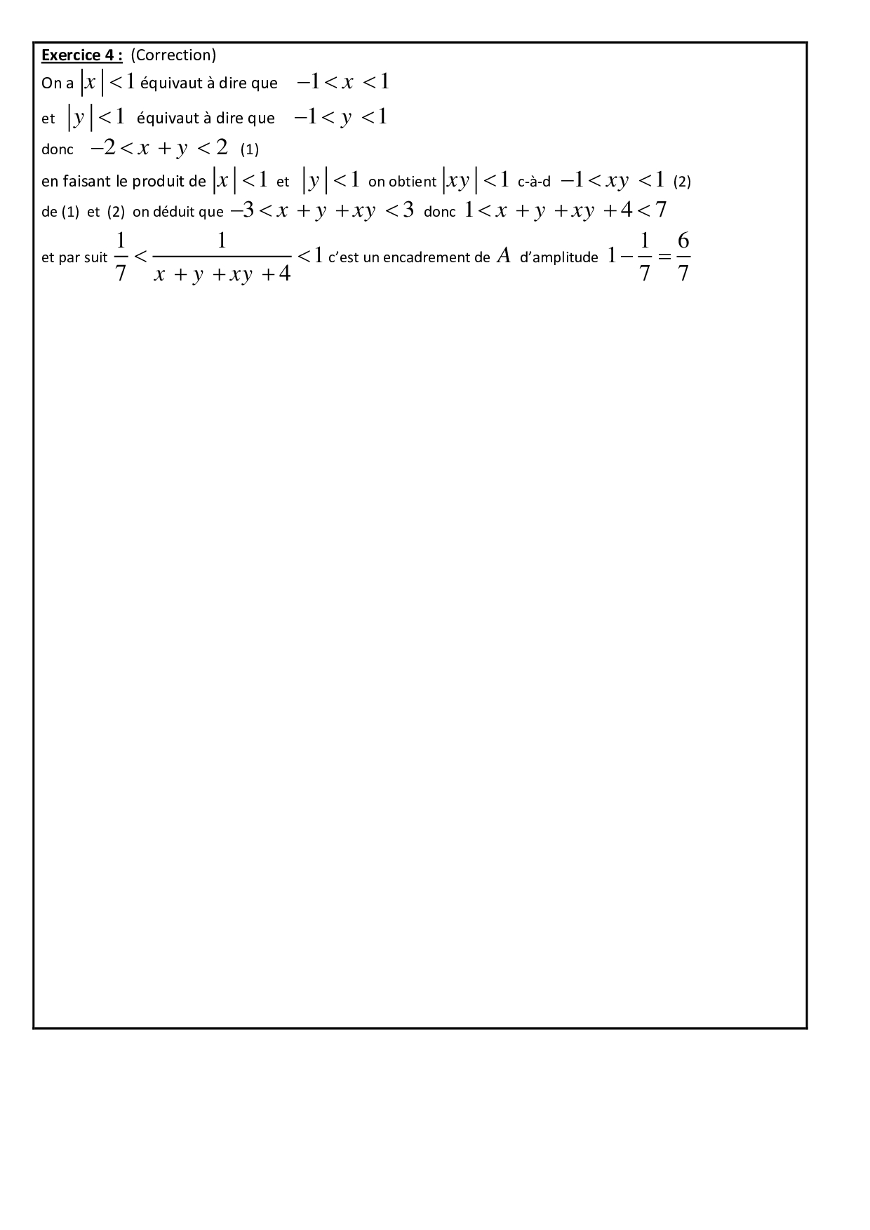 Corrigé devoir 3 - AlloSchool