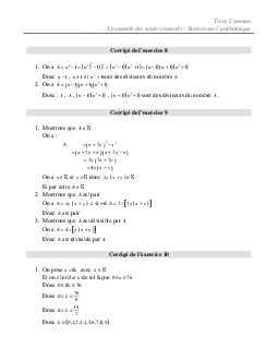 Arithmétique dans IN - Corrigé série d'exercices 2 - AlloSchool