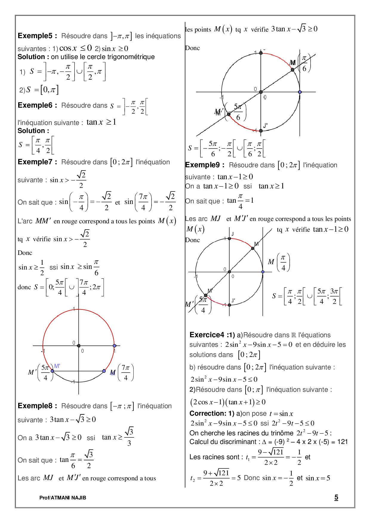 Calcul trigonométrique 2 - Cours et exercices corrigés - AlloSchool