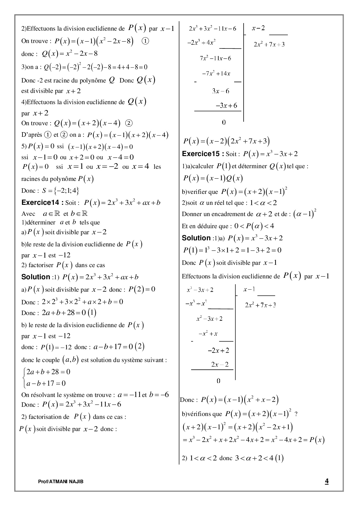 Les polynômes - Exercices corrigés 1 - AlloSchool