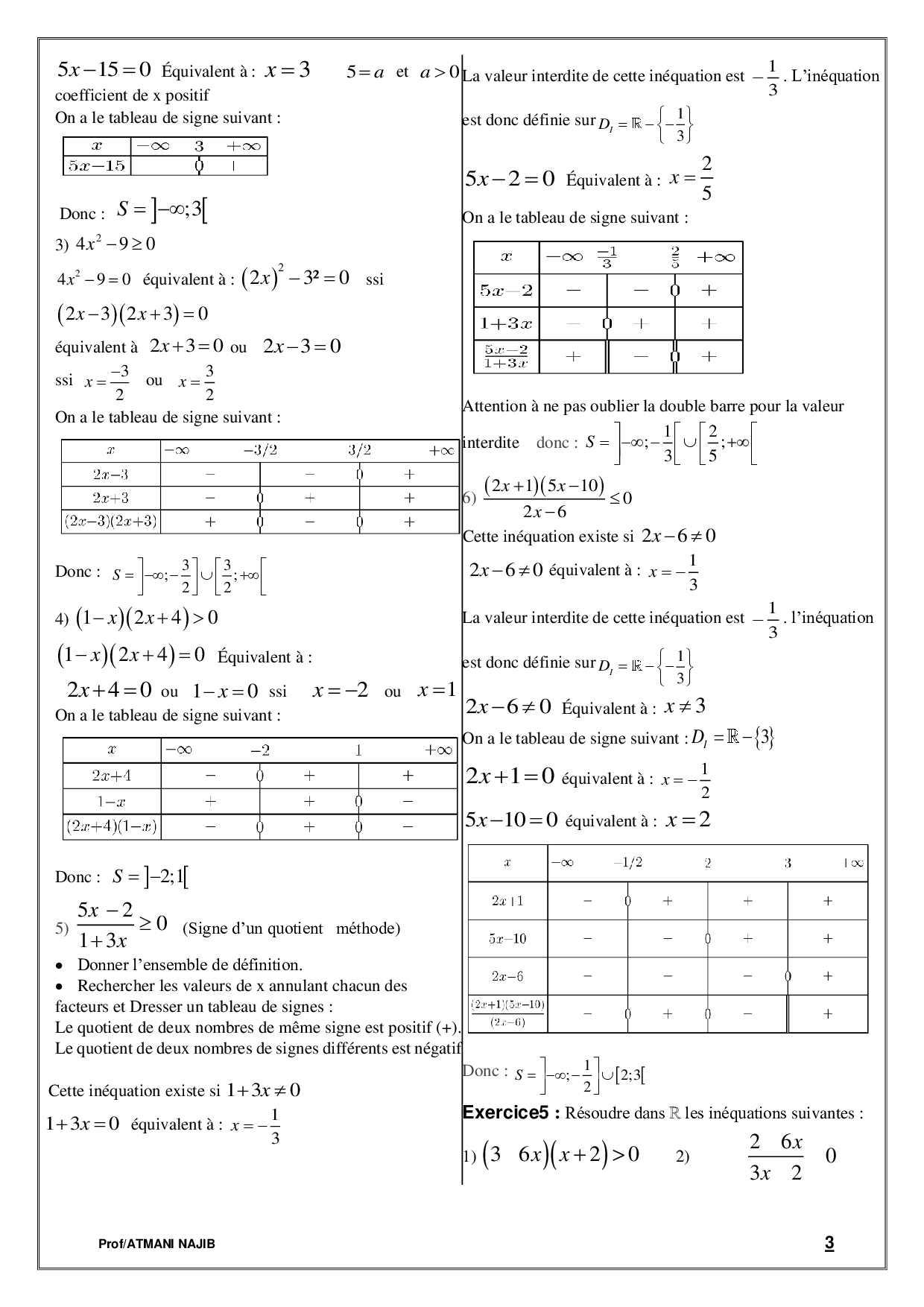Équations et inéquations du 1er degré - Exercices corrigés 1 - AlloSchool