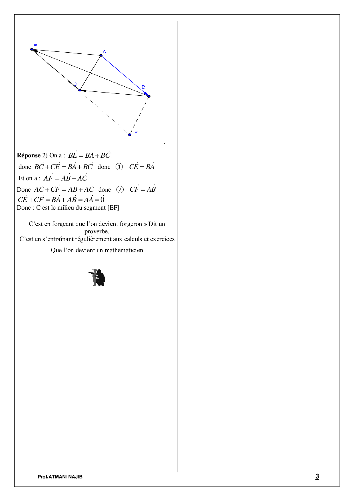 Calcul vectoriel dans le plan - Corrigé série d'exercices 2 - AlloSchool