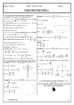 Calcul trigonométrique 2 - Résumé de cours 1 - AlloSchool