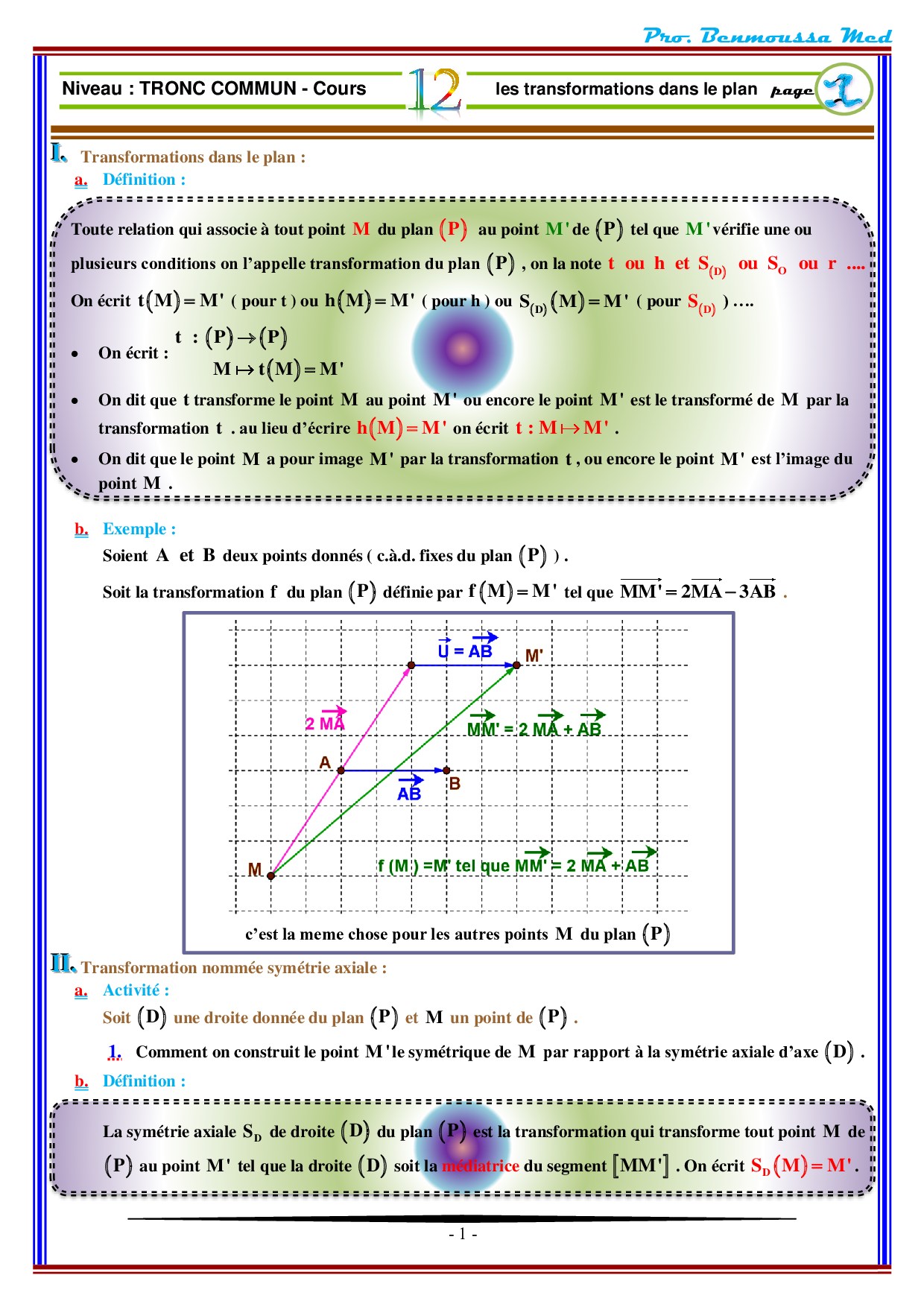 Transformations du plan - Cours 1 - AlloSchool