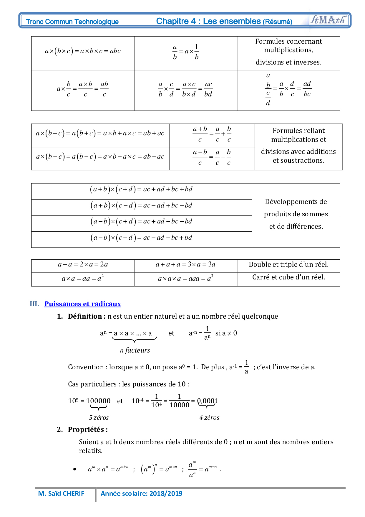 Les ensembles de nombres N, Z, Q, D et R - Résumé de cours 3 - AlloSchool