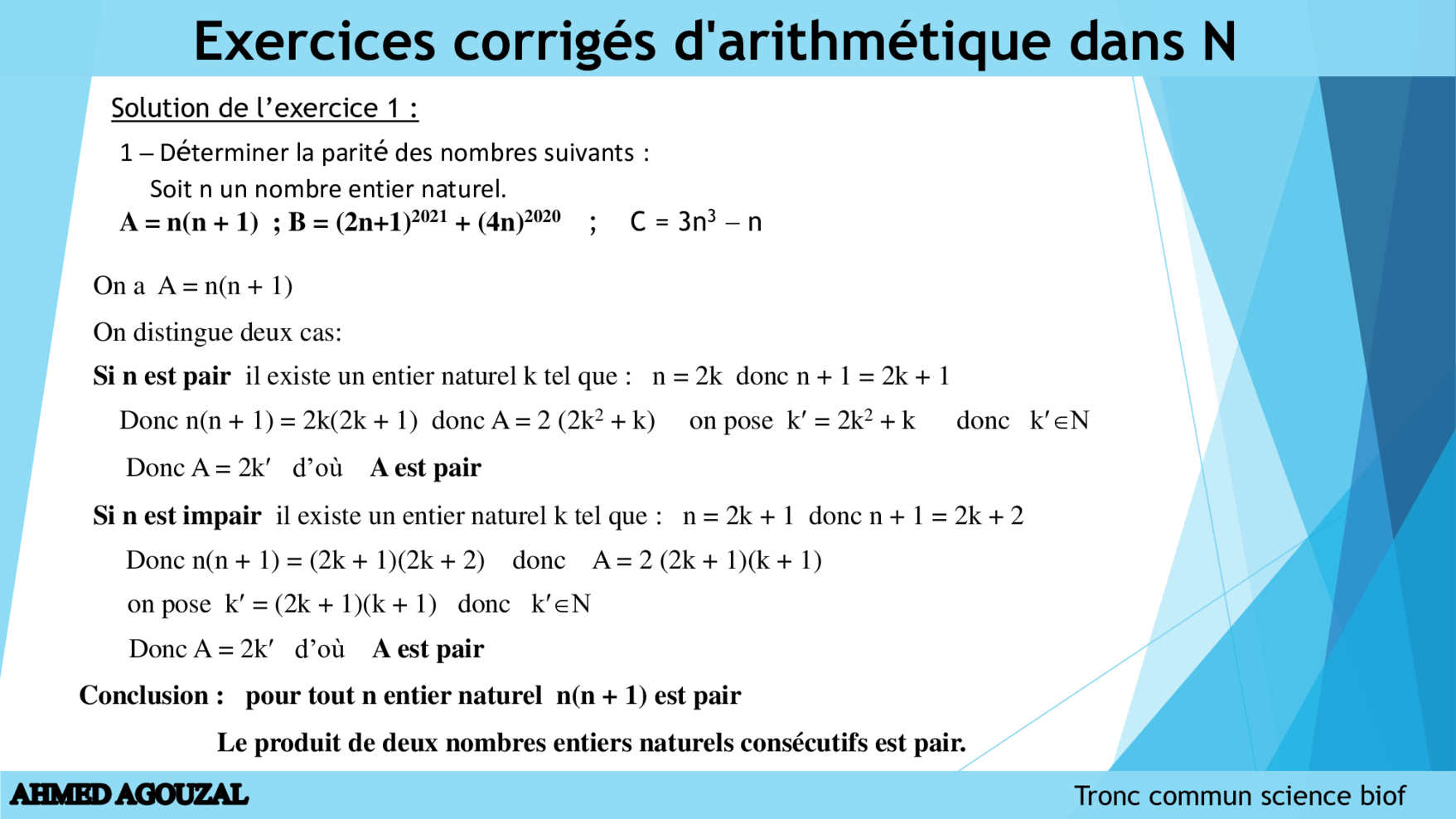 Arithmétique dans IN - Exercices corrigés 1 - AlloSchool