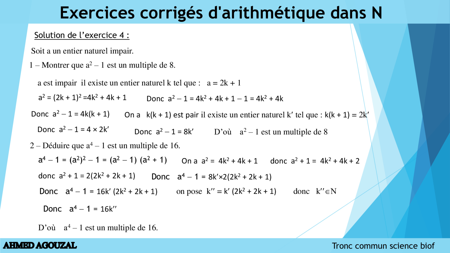 Arithmétique dans IN - Exercices corrigés 2 - AlloSchool