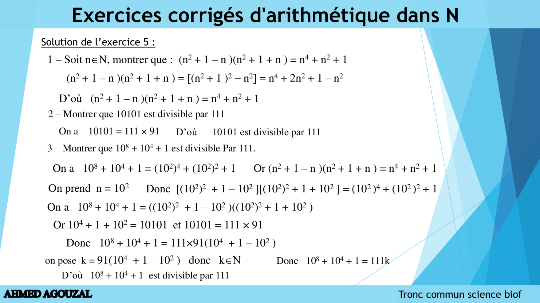 Arithmétique dans IN - Exercices corrigés 2 - AlloSchool
