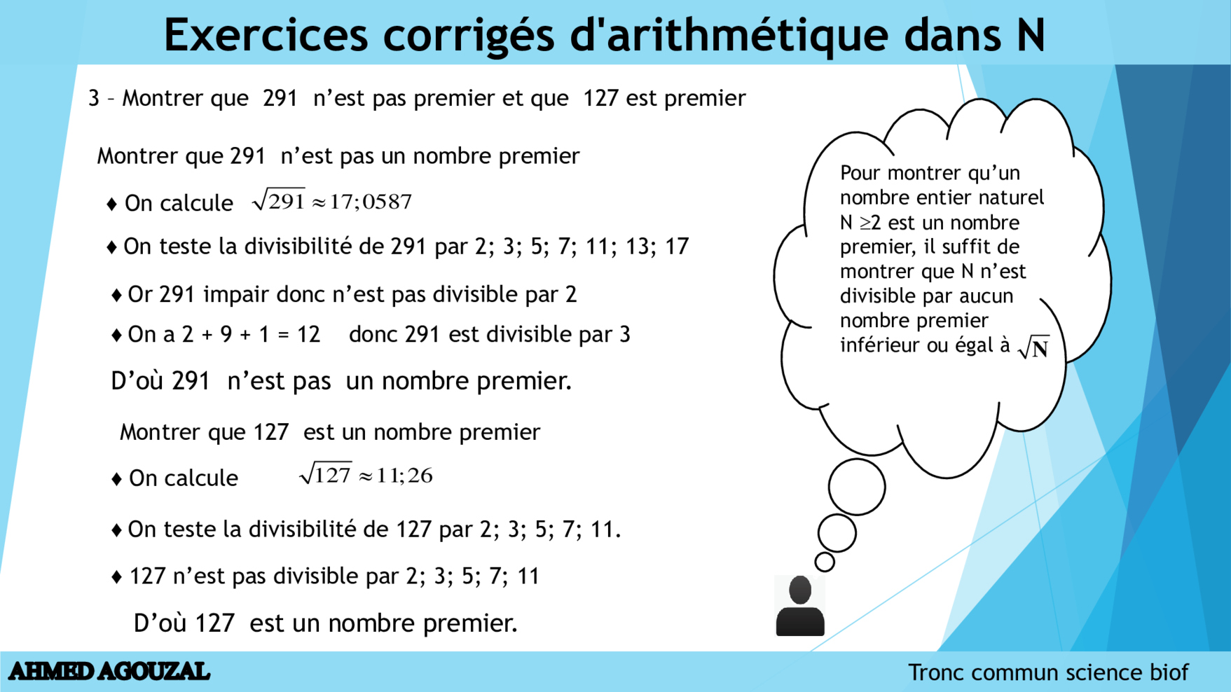 Arithmétique dans IN - Exercices corrigés 2 - AlloSchool