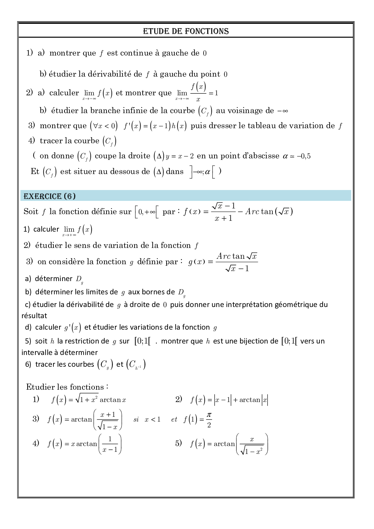 Étude des fonctions - Exercices non corrigés 1 - AlloSchool