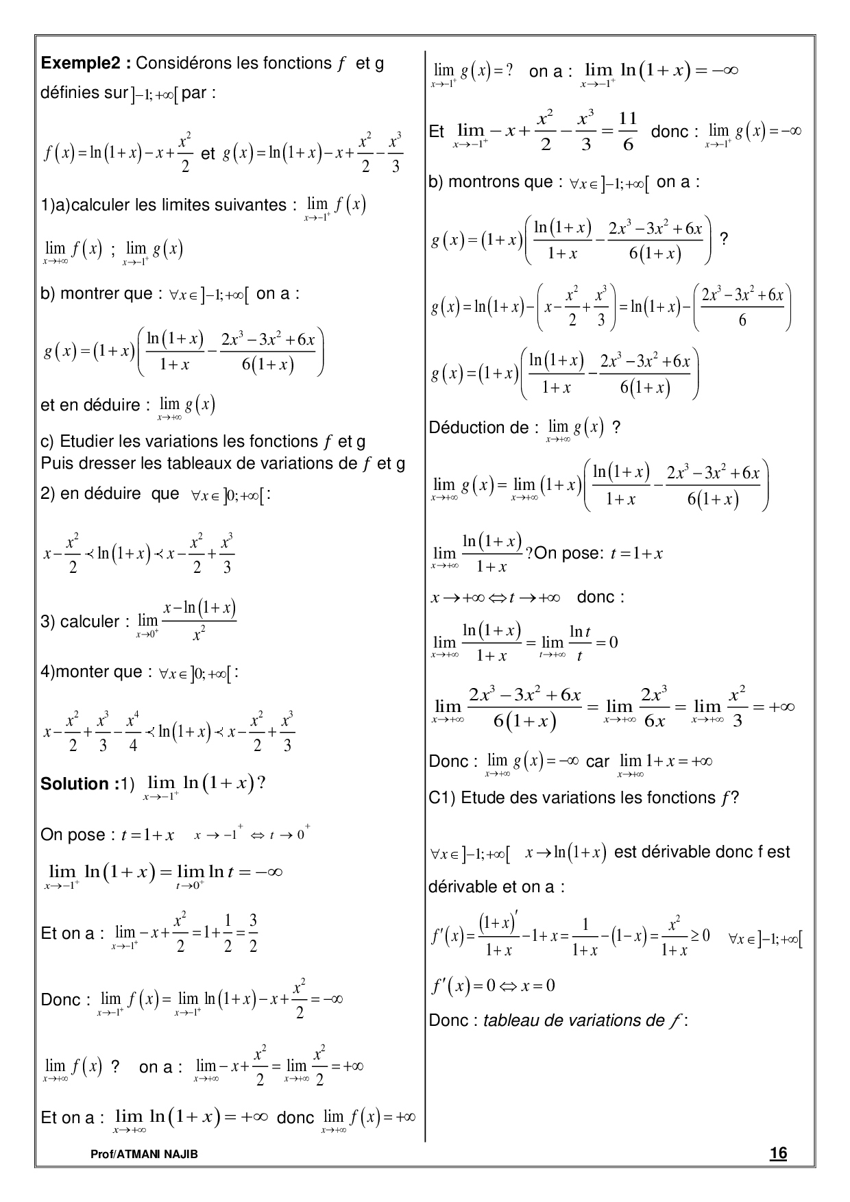 Fonctions logarithmiques - Cours et exercices corrigés - AlloSchool