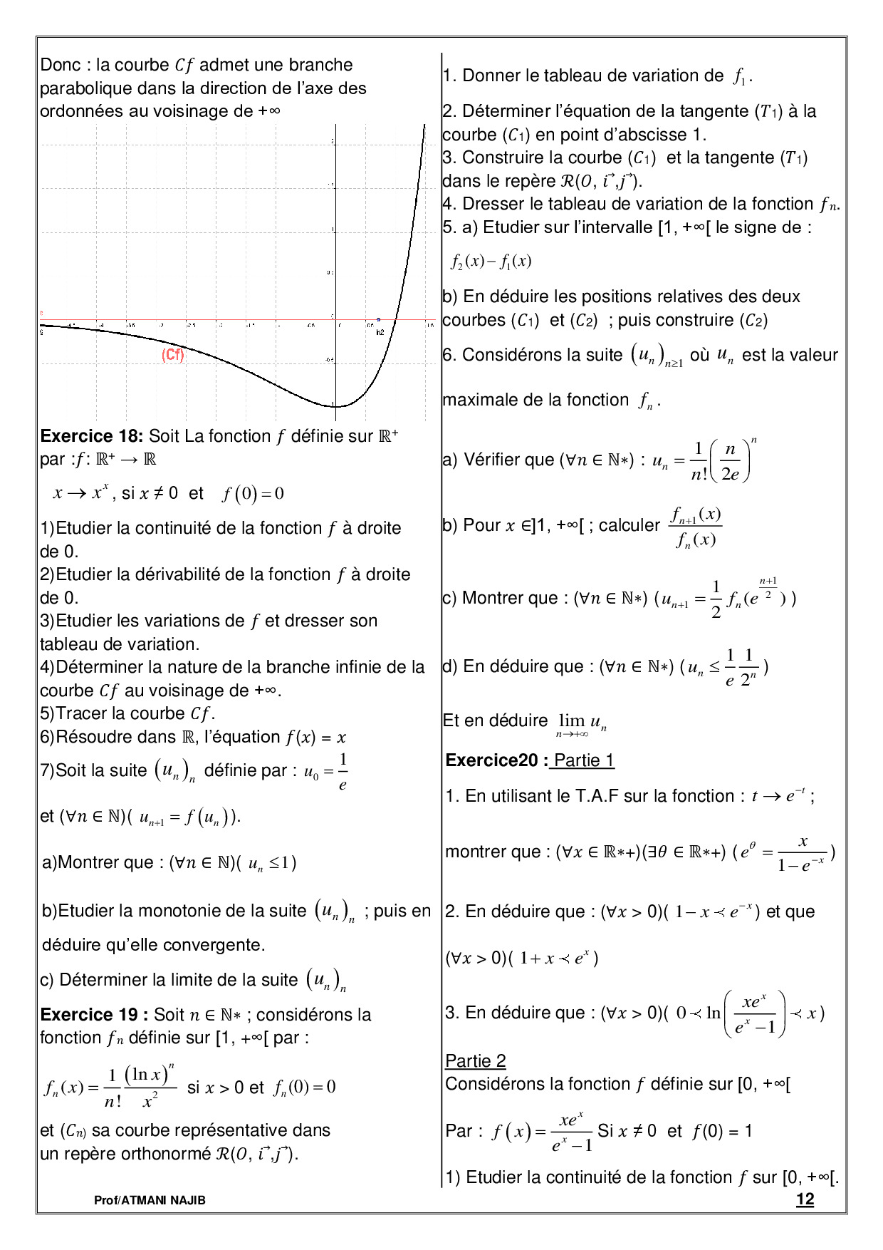 Fonctions exponentielles - Corrigé série d'exercices 1 - AlloSchool
