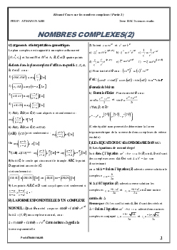Nombres complexes 2 - Résumé de cours 1 - AlloSchool