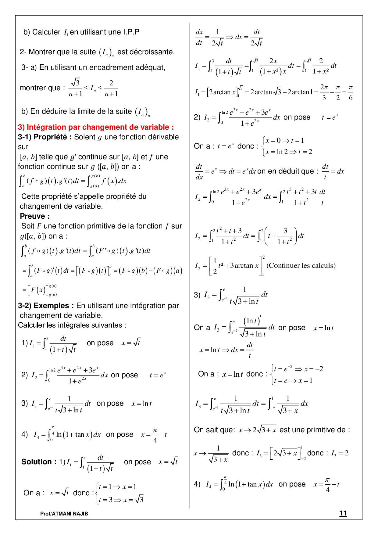 Calcul intégral - Cours et exercices corrigés - AlloSchool