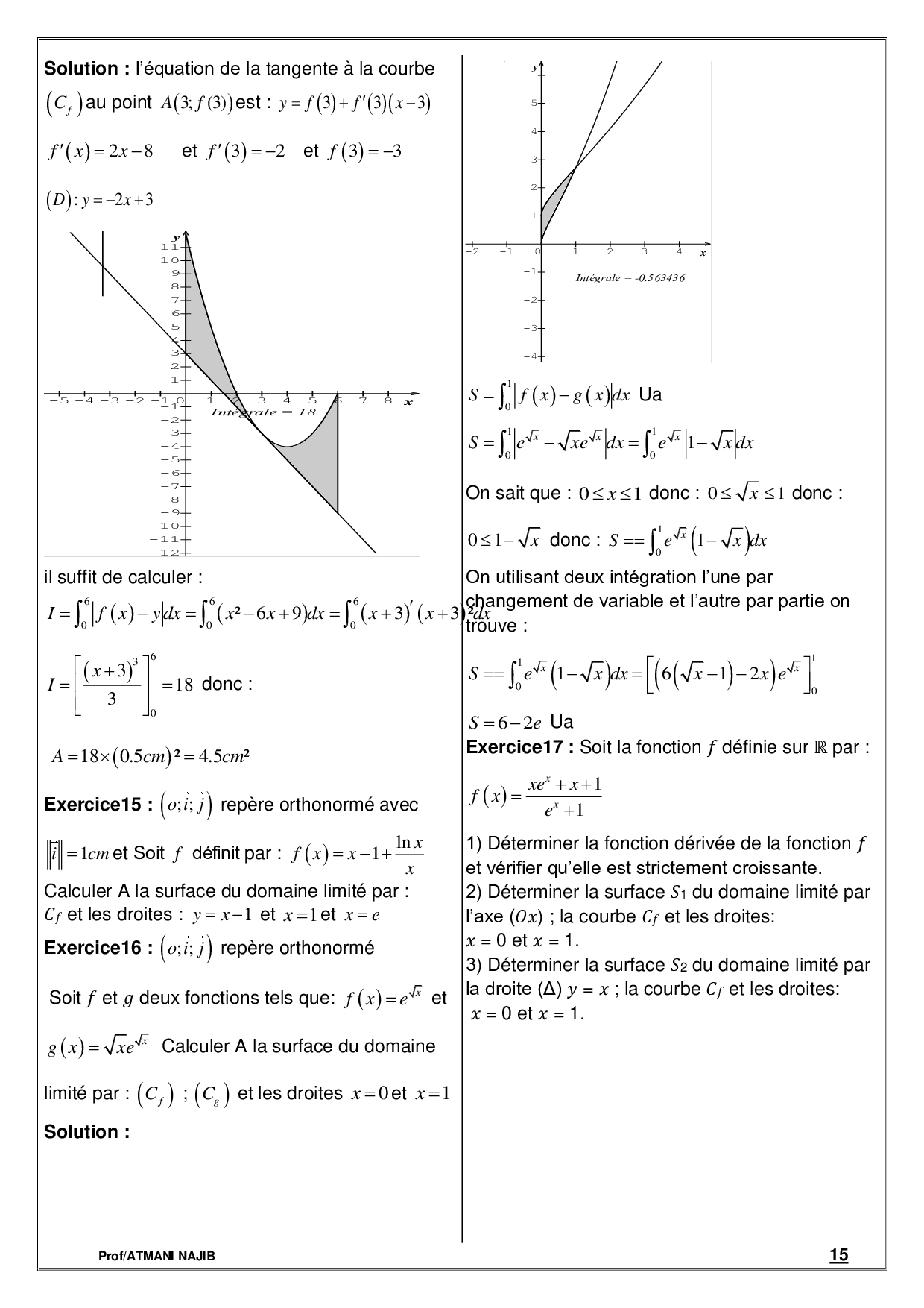 Calcul intégral - Cours et exercices corrigés - AlloSchool