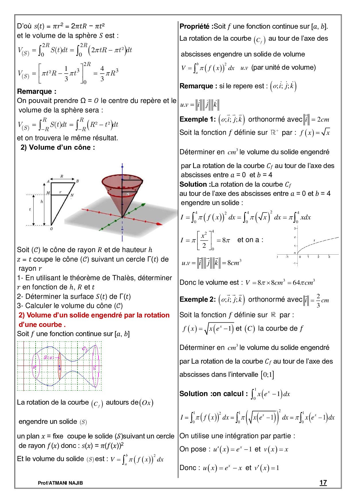 Calcul intégral - Cours et exercices corrigés - AlloSchool