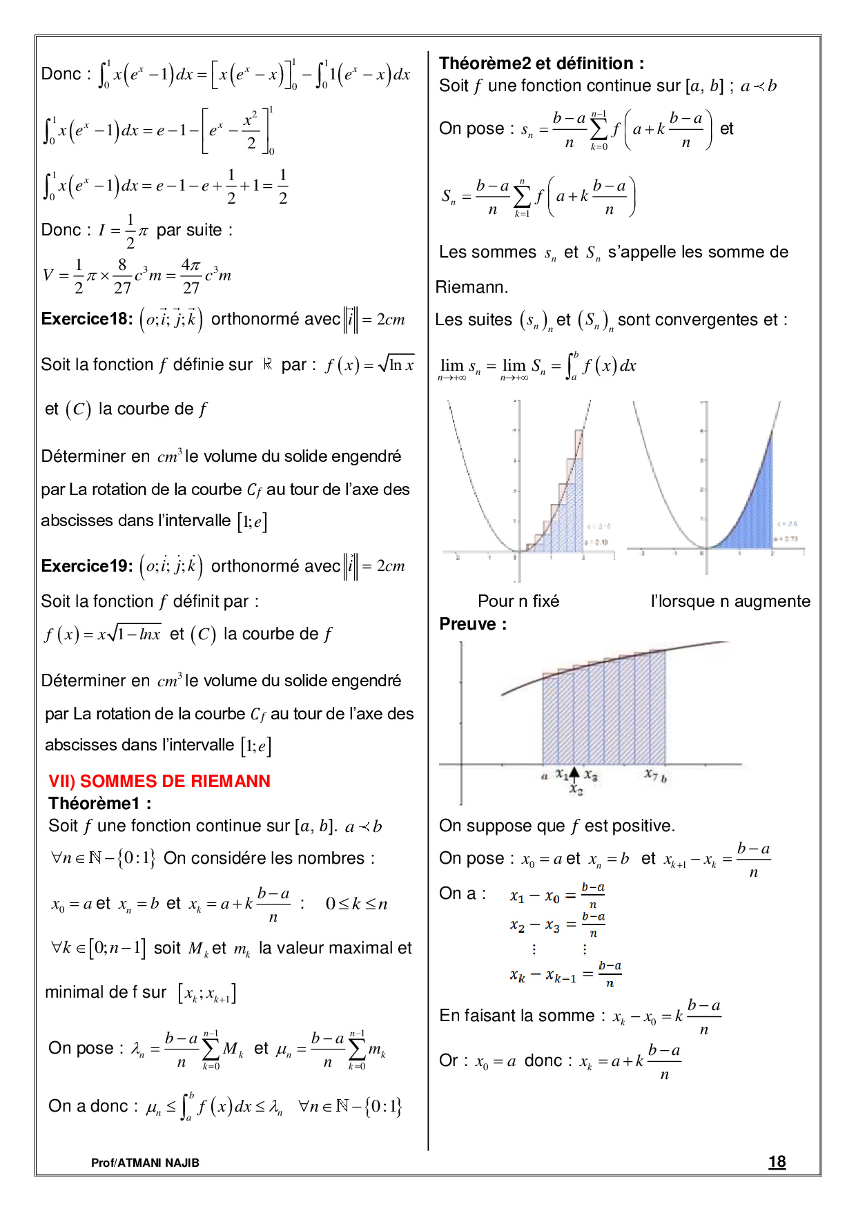 Calcul intégral - Cours et exercices corrigés - AlloSchool