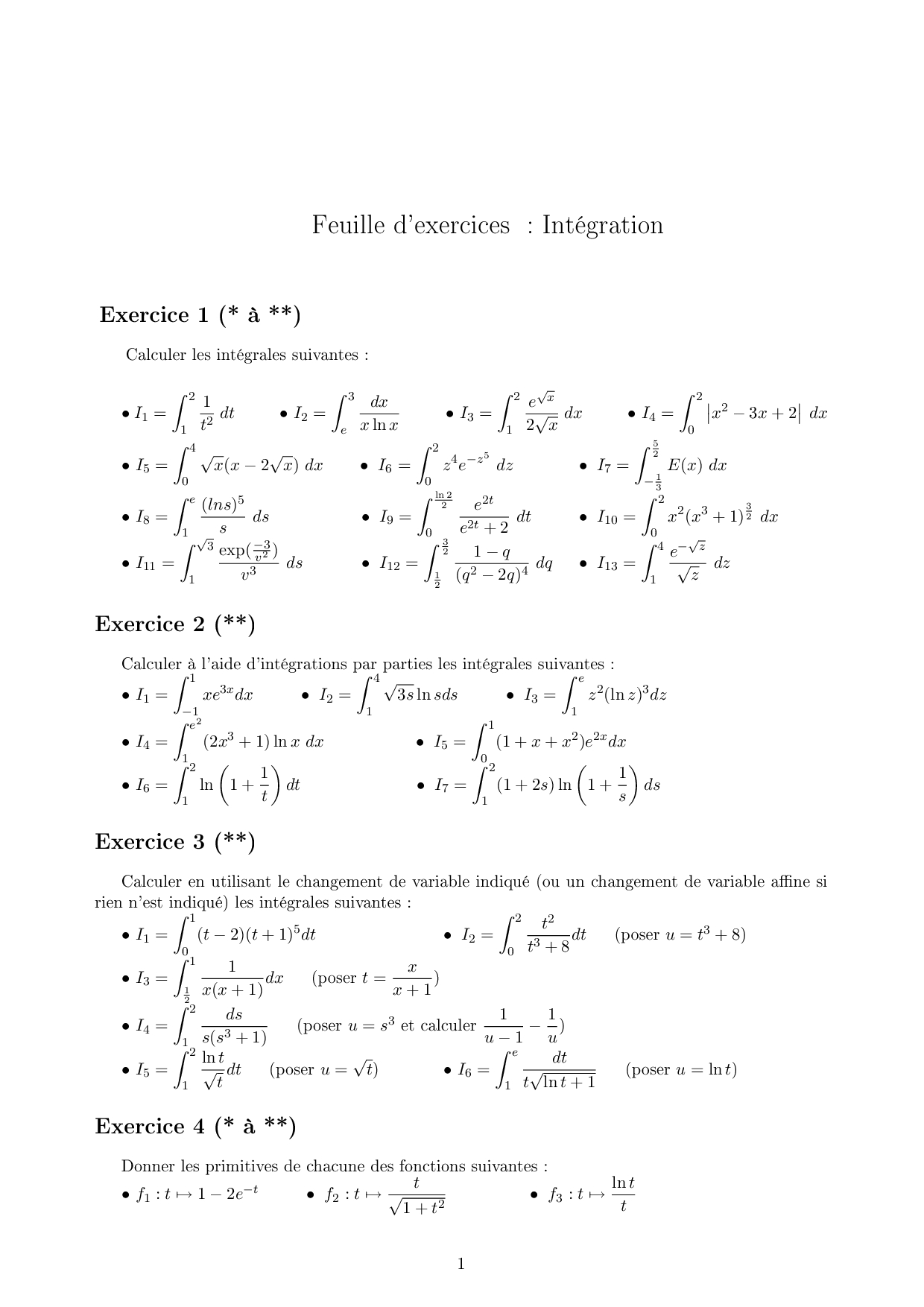 Calcul intégral - Série d'exercices 2 - AlloSchool