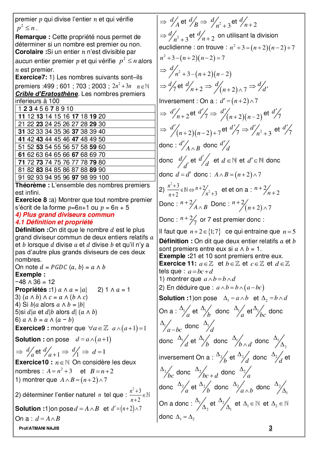 Arithmétique - Cours et exercices corrigés - AlloSchool