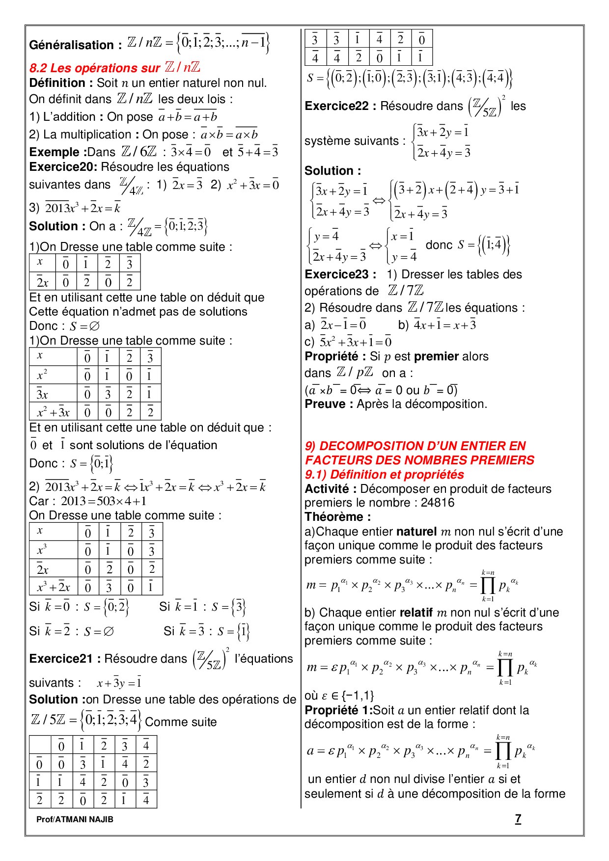 Arithmétique - Cours et exercices corrigés - AlloSchool