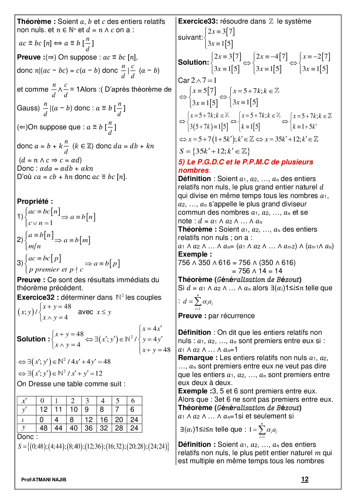 Arithmétique - Cours et exercices corrigés - AlloSchool