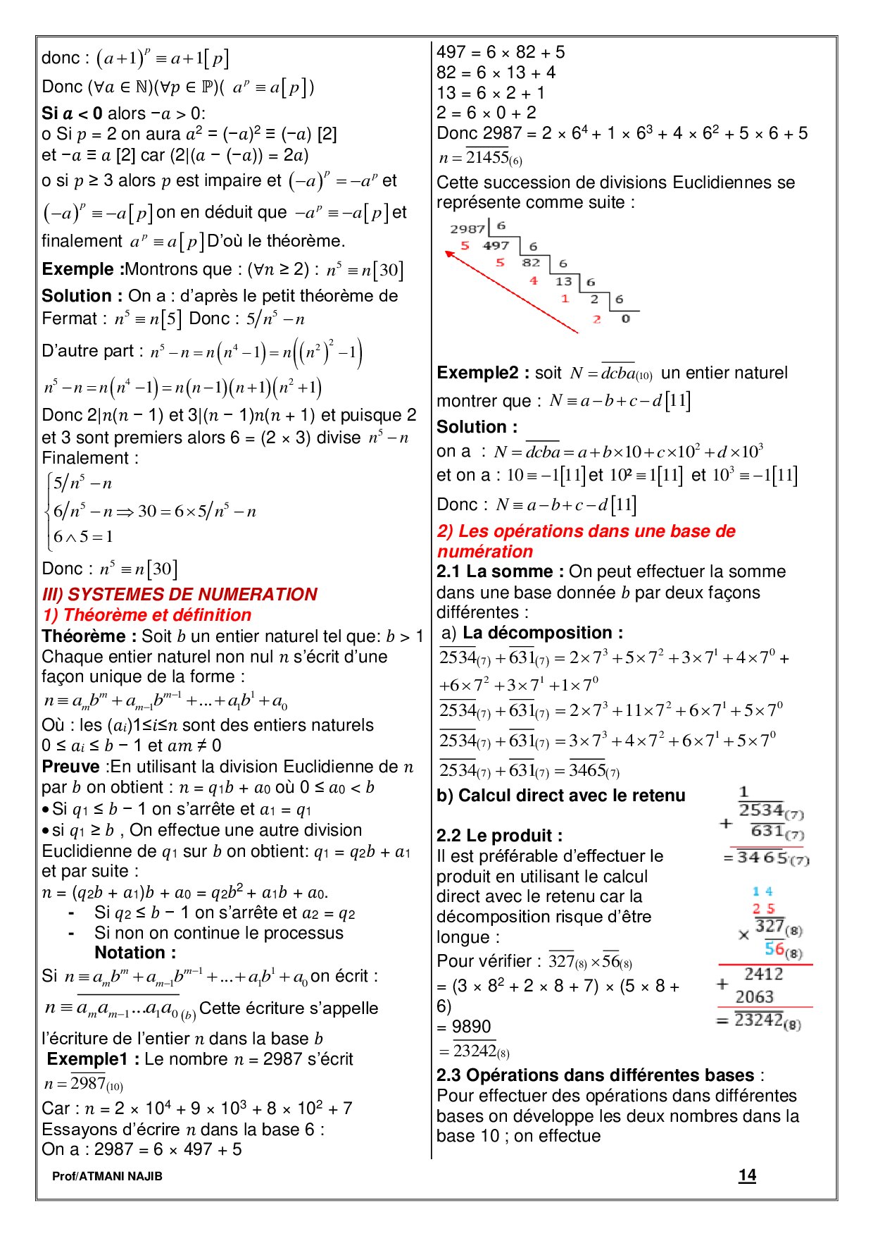 Arithmétique - Cours et exercices corrigés - AlloSchool