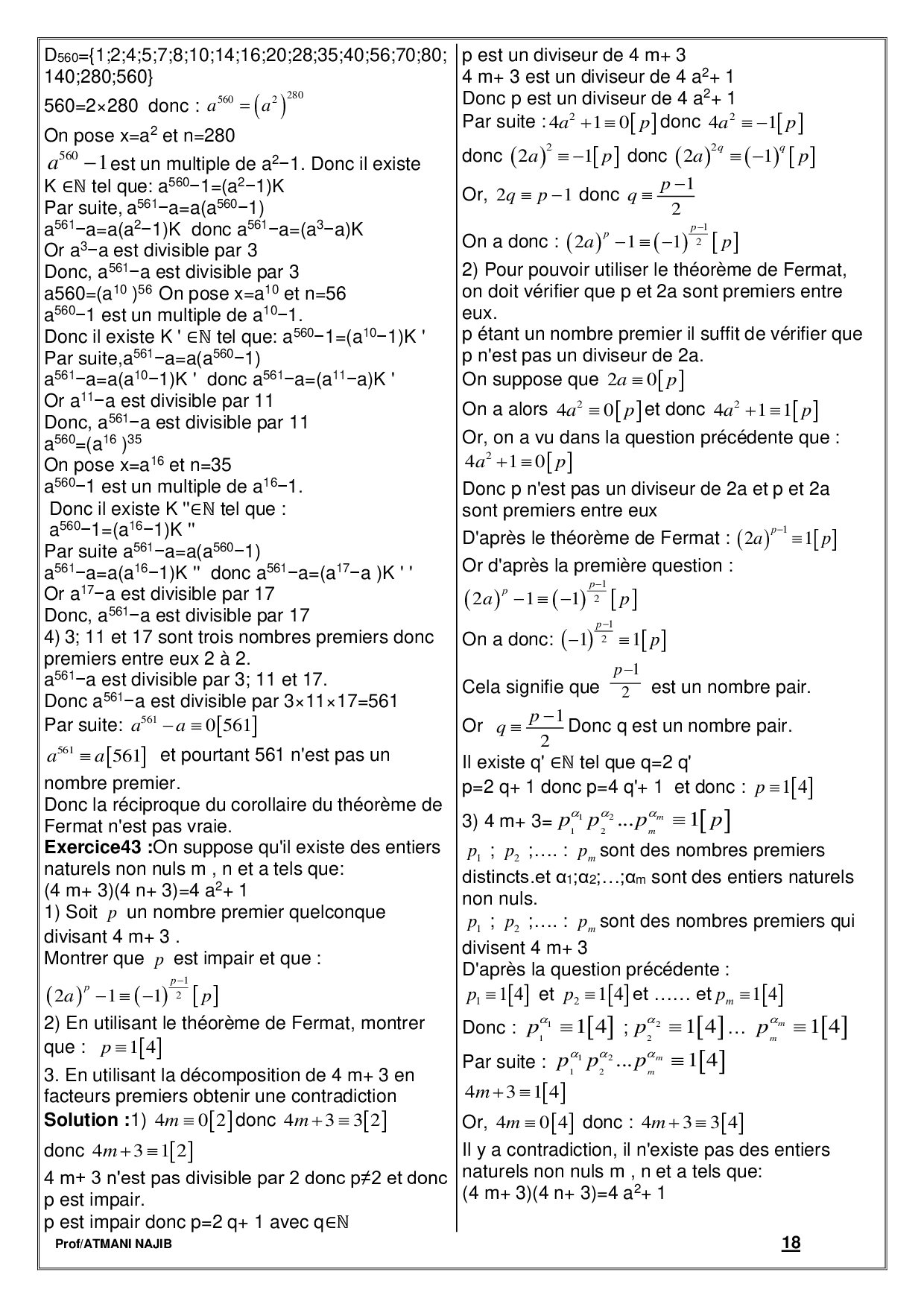 Arithmétique - Cours et exercices corrigés - AlloSchool