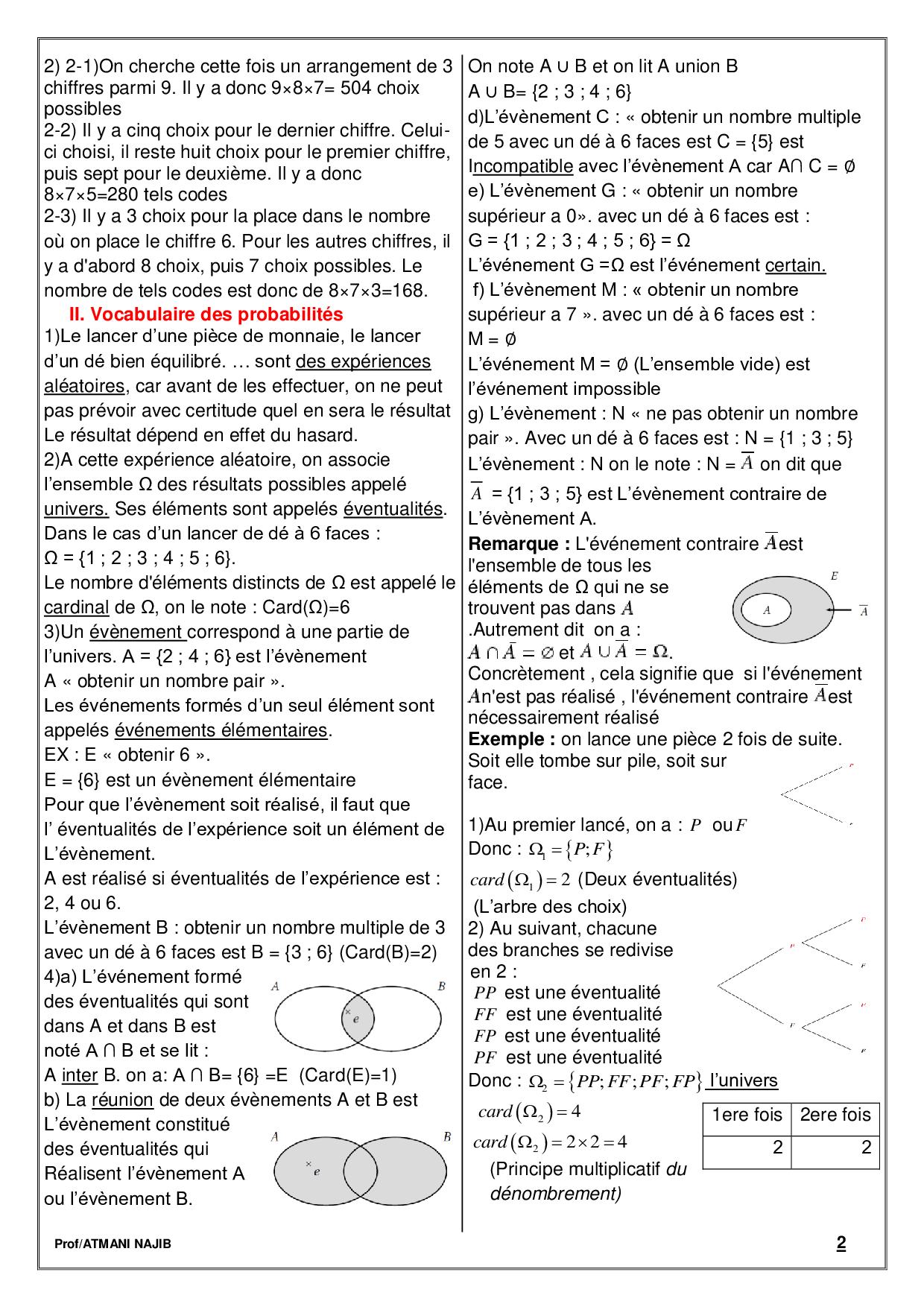 Probabilités - Cours et exercices corrigés - AlloSchool