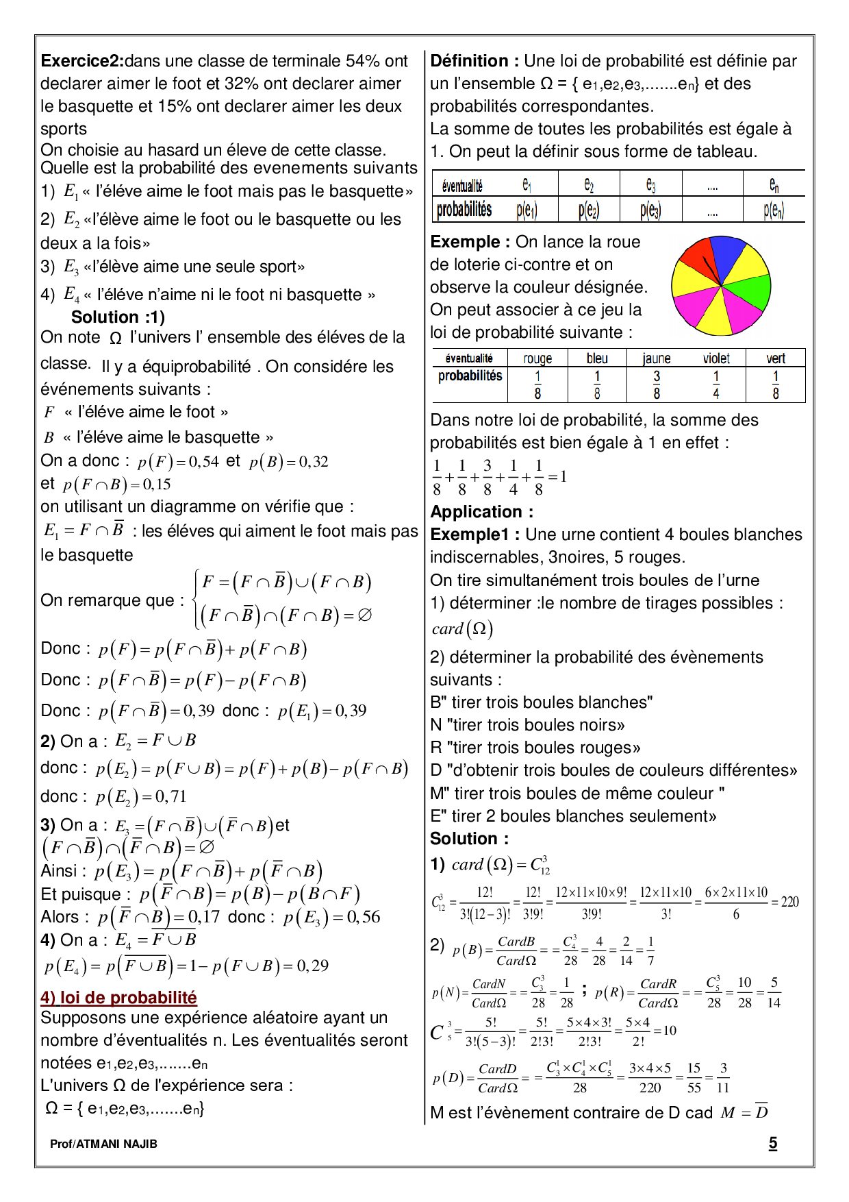 Probabilités - Cours et exercices corrigés - AlloSchool