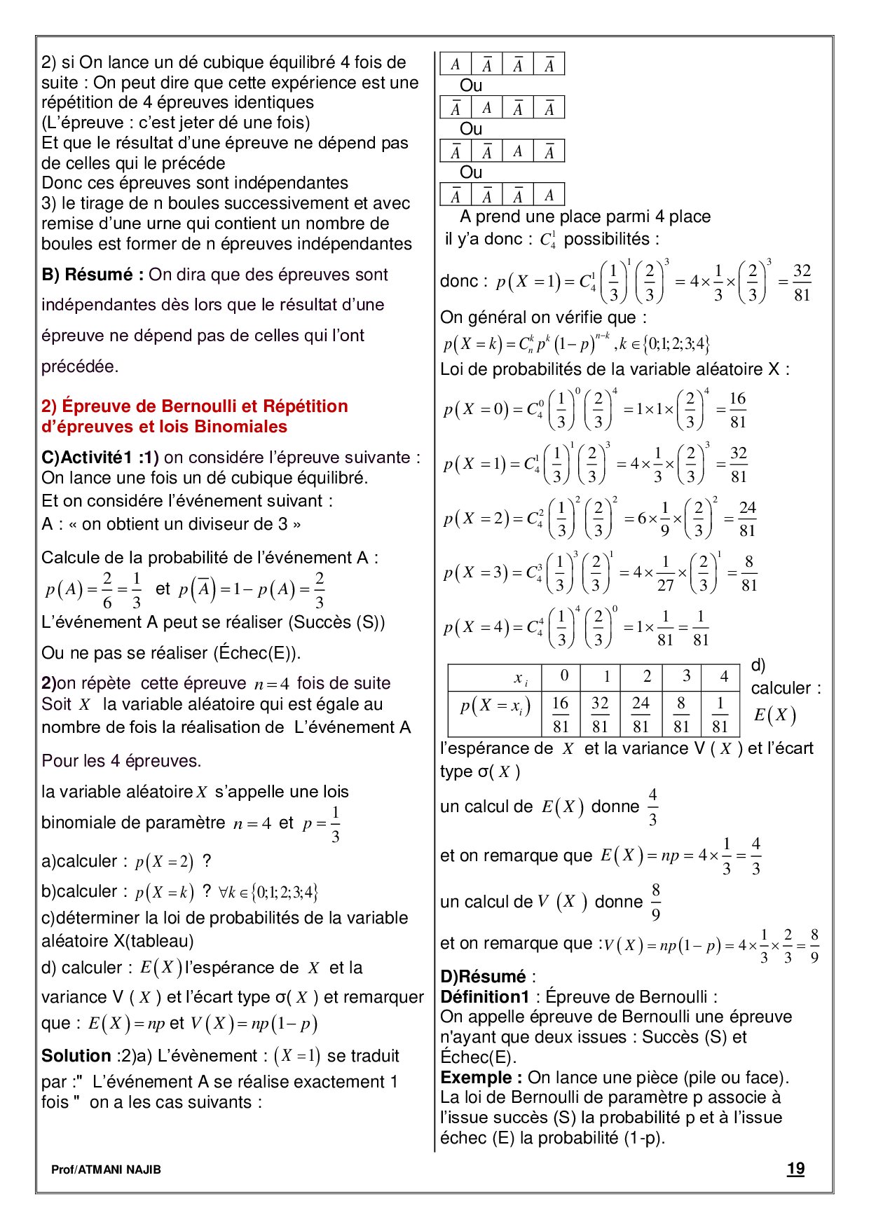 Probabilités - Cours et exercices corrigés - AlloSchool
