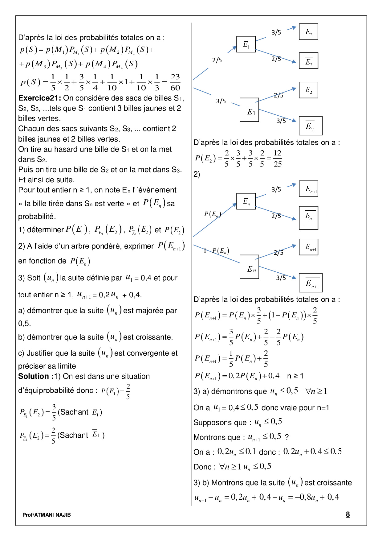 Probabilités - Exercices corrigés 1 - AlloSchool